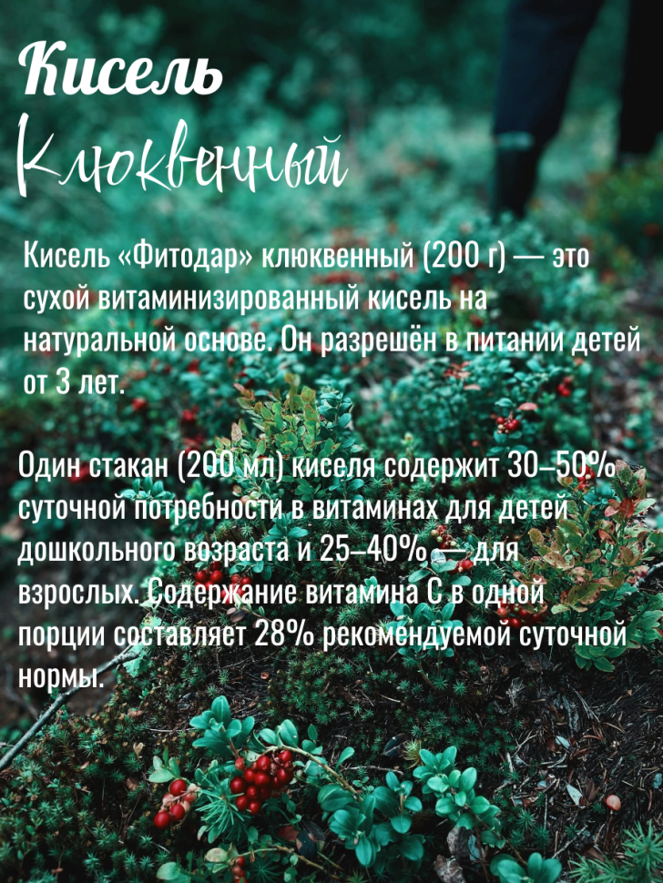 Кисель Фитодар Клюквенный 200 грамм — фото 1