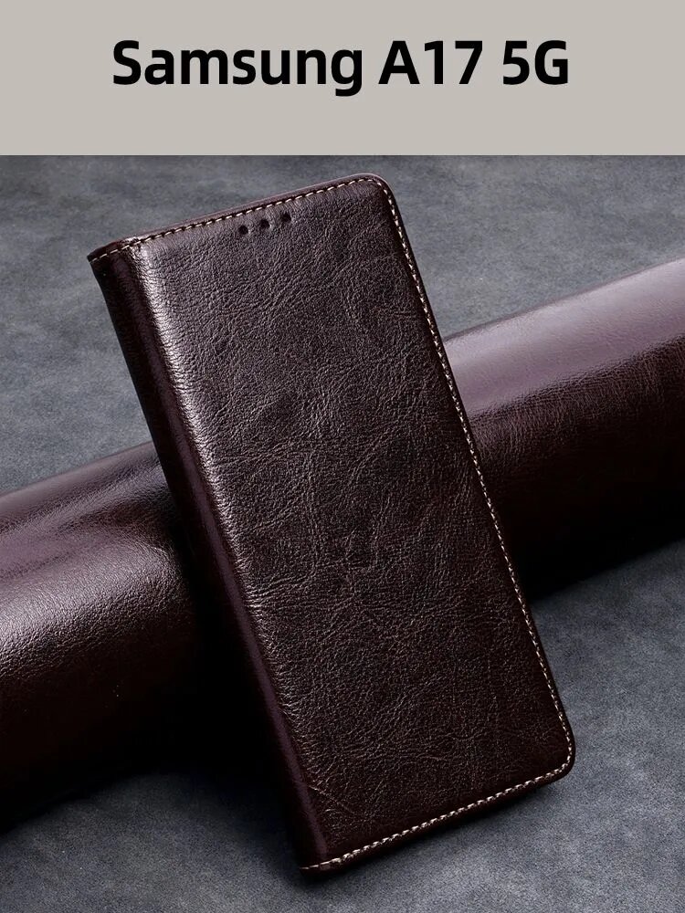 Чехол книжка case на Samsung A17 / Самсунг А17 из высококачественной натуральной кожи.