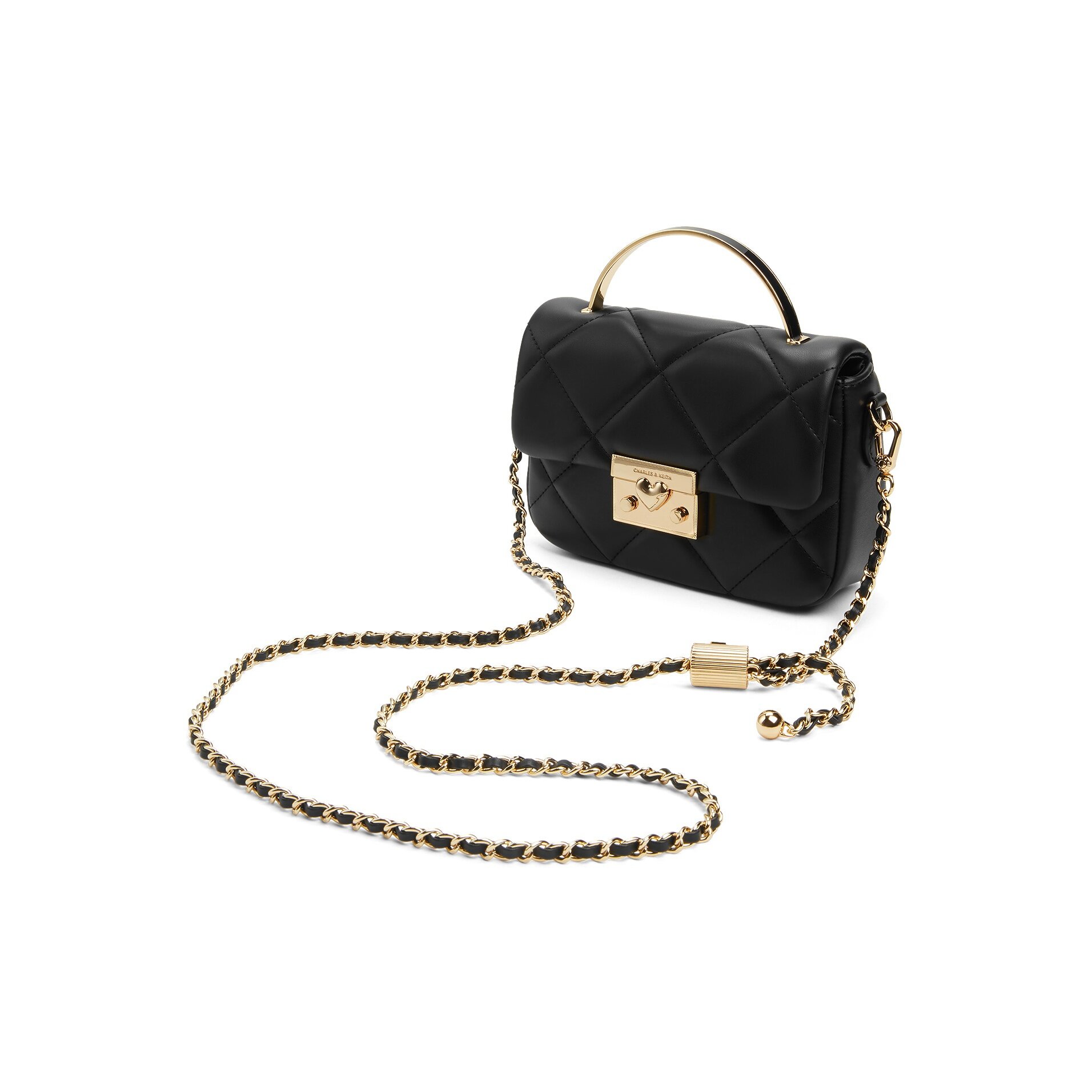 Сумка CHARLES & KEITH, фактура стеганая, черный — фото 1