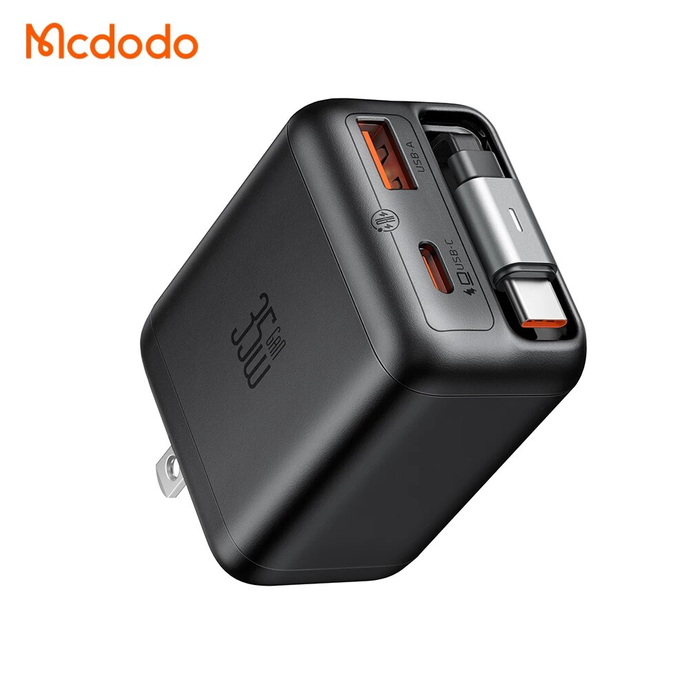 Зарядное устройство mcdodo Hong Kong and Macau GaN 35 Вт со встроенным выдвижным кабелем Type-C, адаптер GaN