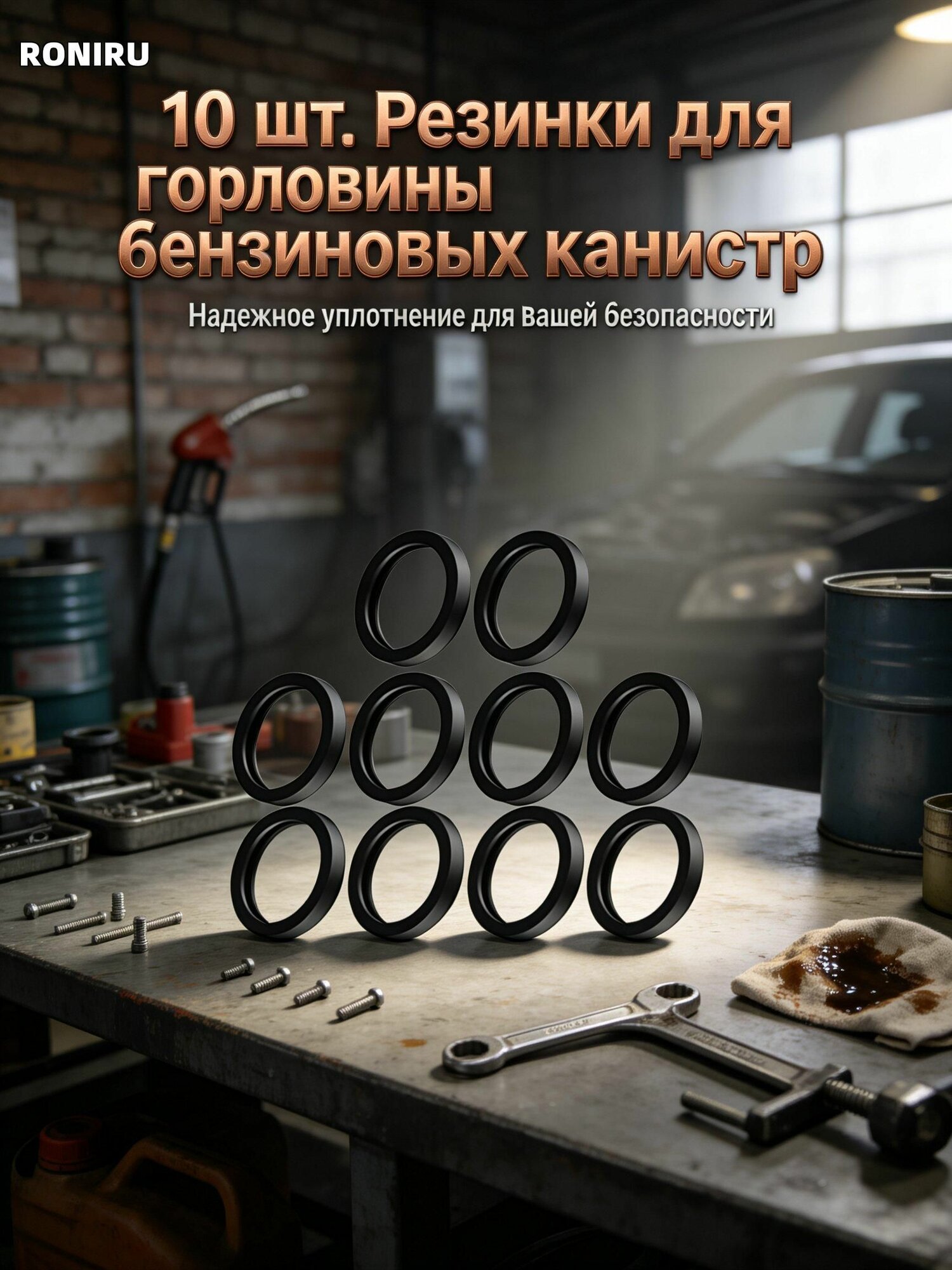 Резинки для горловины бензиновых канистр, уплотнительные прокладки для носиков газовых баллончиков 10 шт с пластиковой коробкой