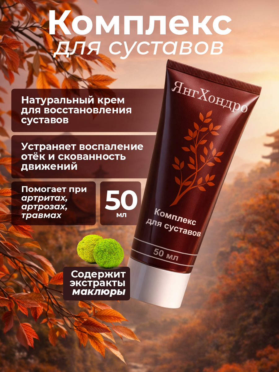 Крем для суставов ЯнгХондро, активные ингредиенты, натуральный состав, туба, 50 мл