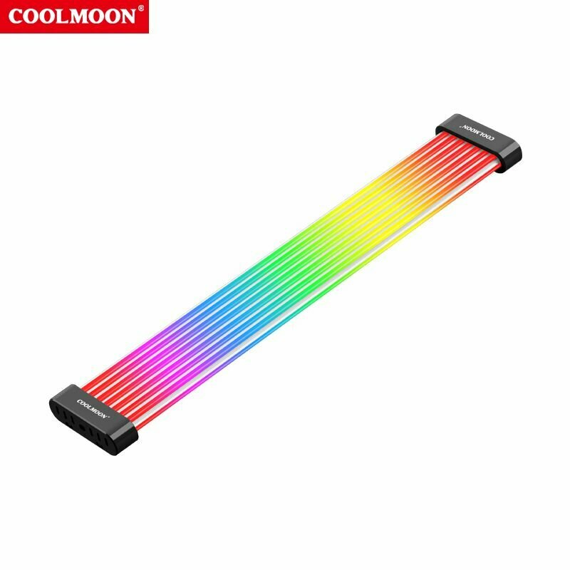 Светодиодная ARGB-лента 5 В для видеокарты и материнской платы COOLMOON C260EX, черная, 250 мм, 36 светодиодов, 360-градусная подсветка
