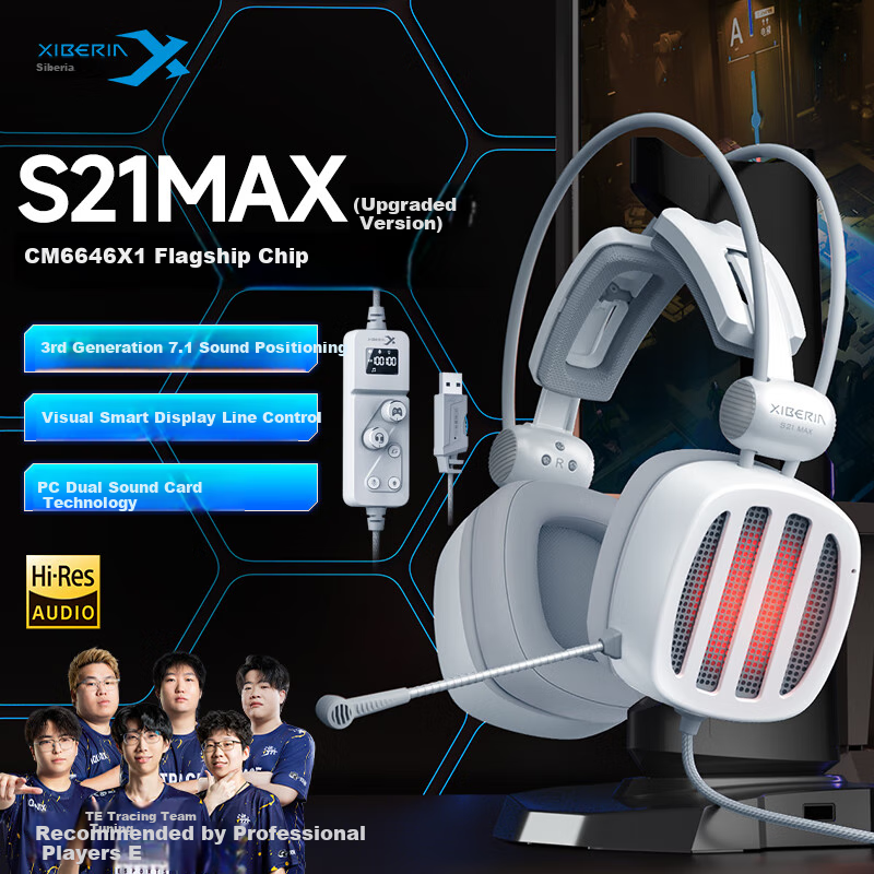 XIBERIA S21MAX игровая гарнитура с двойным звуковым процессором и USB 7.1 для ПК Цвет：S21MAX двойной звуковой процессор