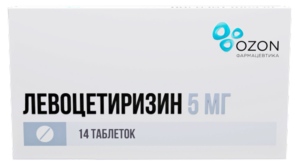 Левоцетиризин, таблетки покрытые пленочной оболочкой 5 мг, 14 шт.
