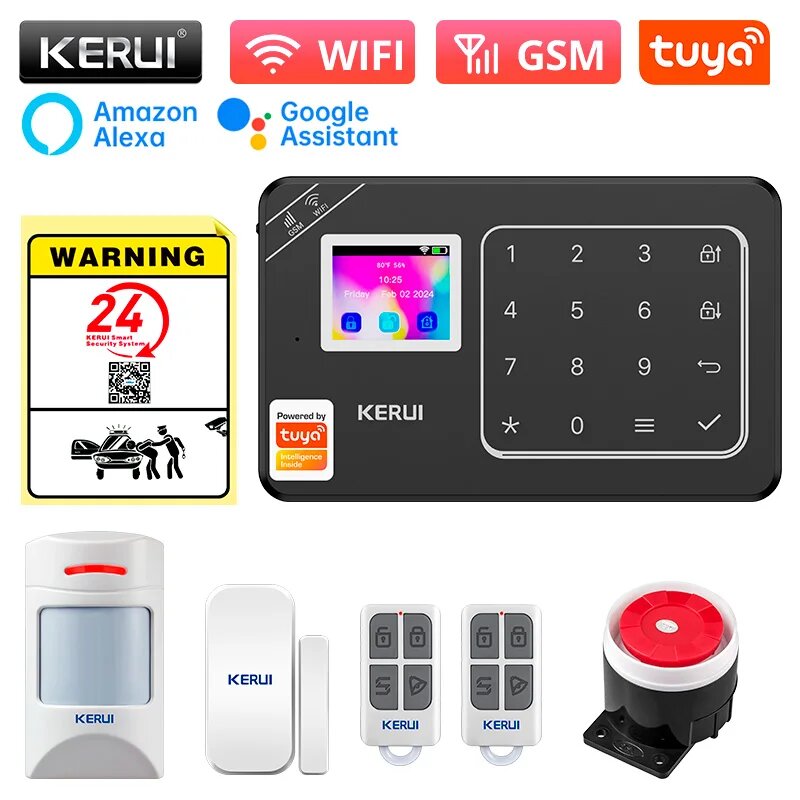 Безопасностный сигнализатор KERUI W181 для домашней WiFi GSM сигнализационной системы Умный дом Приложение Tuya Smart Удаленное управление Датчик движения PIR-КИТ 1