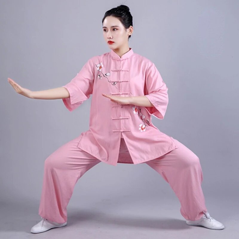 Розовый костюм для Тай-Чи из хлопка, XXL