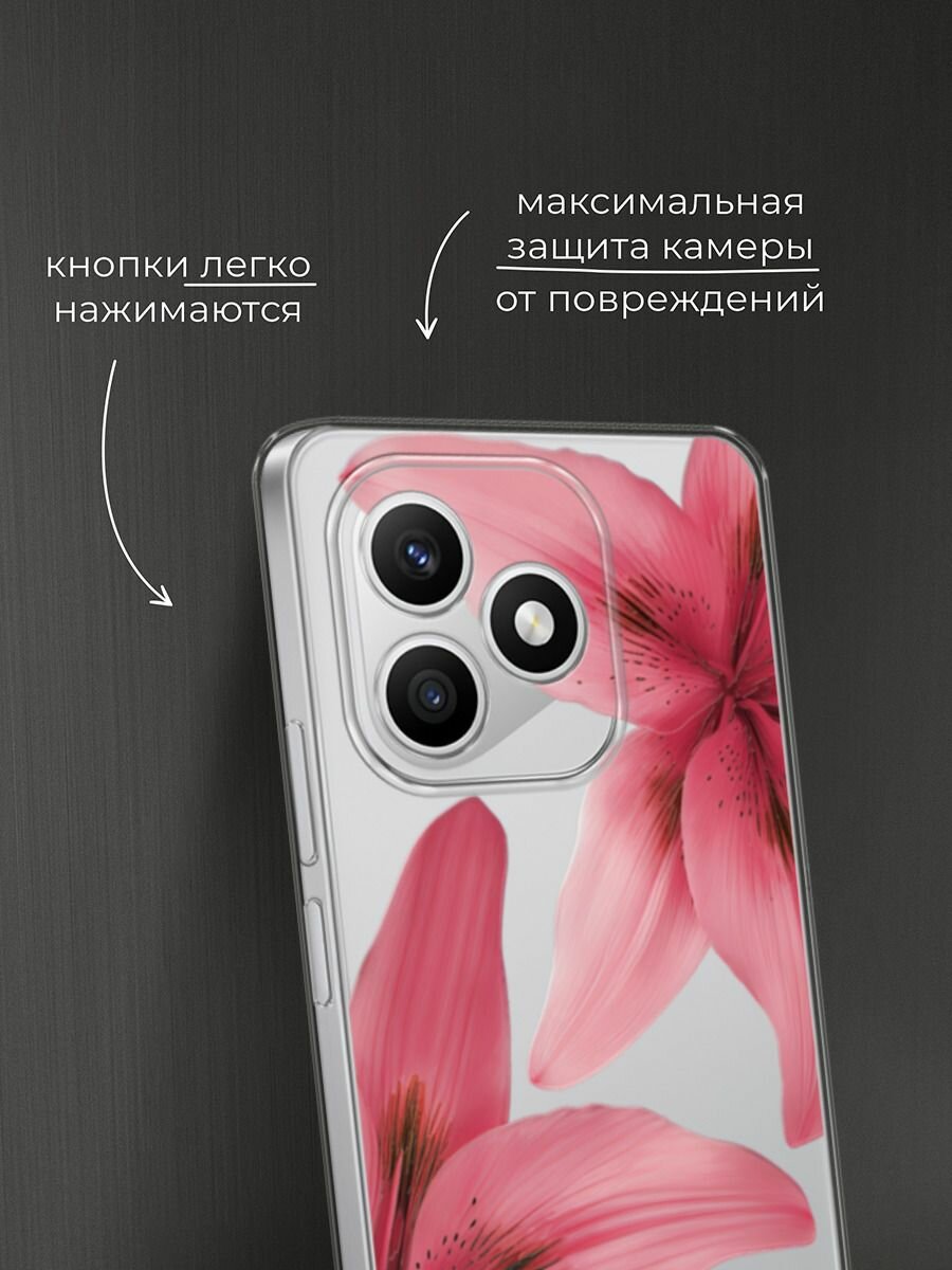 Силиконовый чехол на Honor X8d / Хонор X8d с принтом Pink flower — фото 1