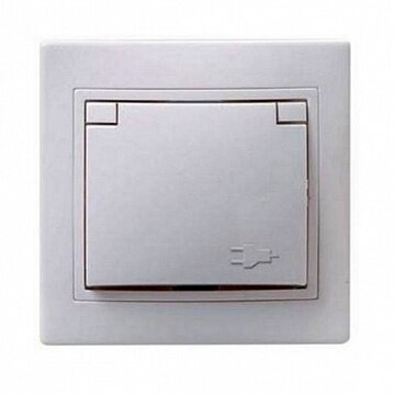 IEK кварта Розетка х1 с/з с крышкой бел. ERK15-K01-16-DM