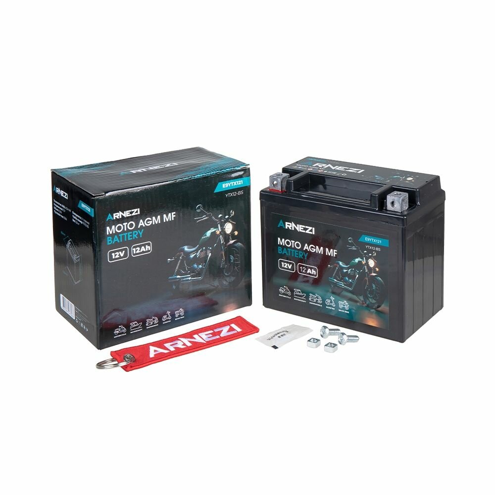 Аккумулятор для мотоцикла AGM 12В 12 А/ч прямой L(+) 150х86х130 YTX12-BS EN150 A, арт E9YTX121