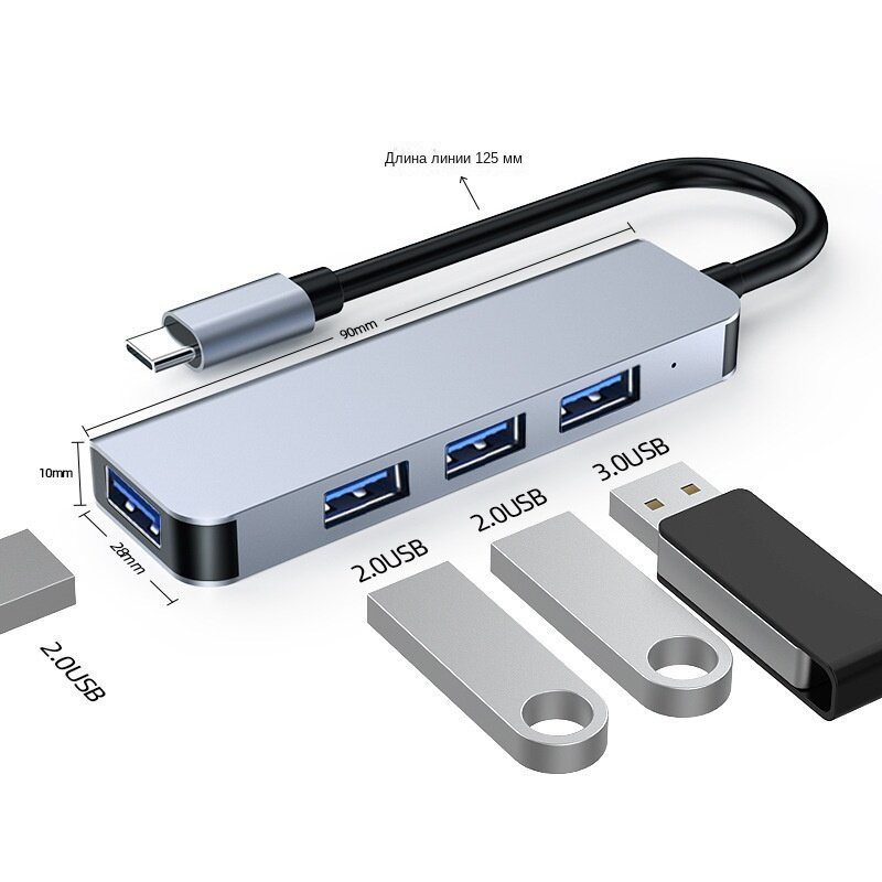Разветвитель тип-Си 5 в 1 с поддержкой HDMI 4K и портами USB для ноутбука Mac Windows универсальный адаптер