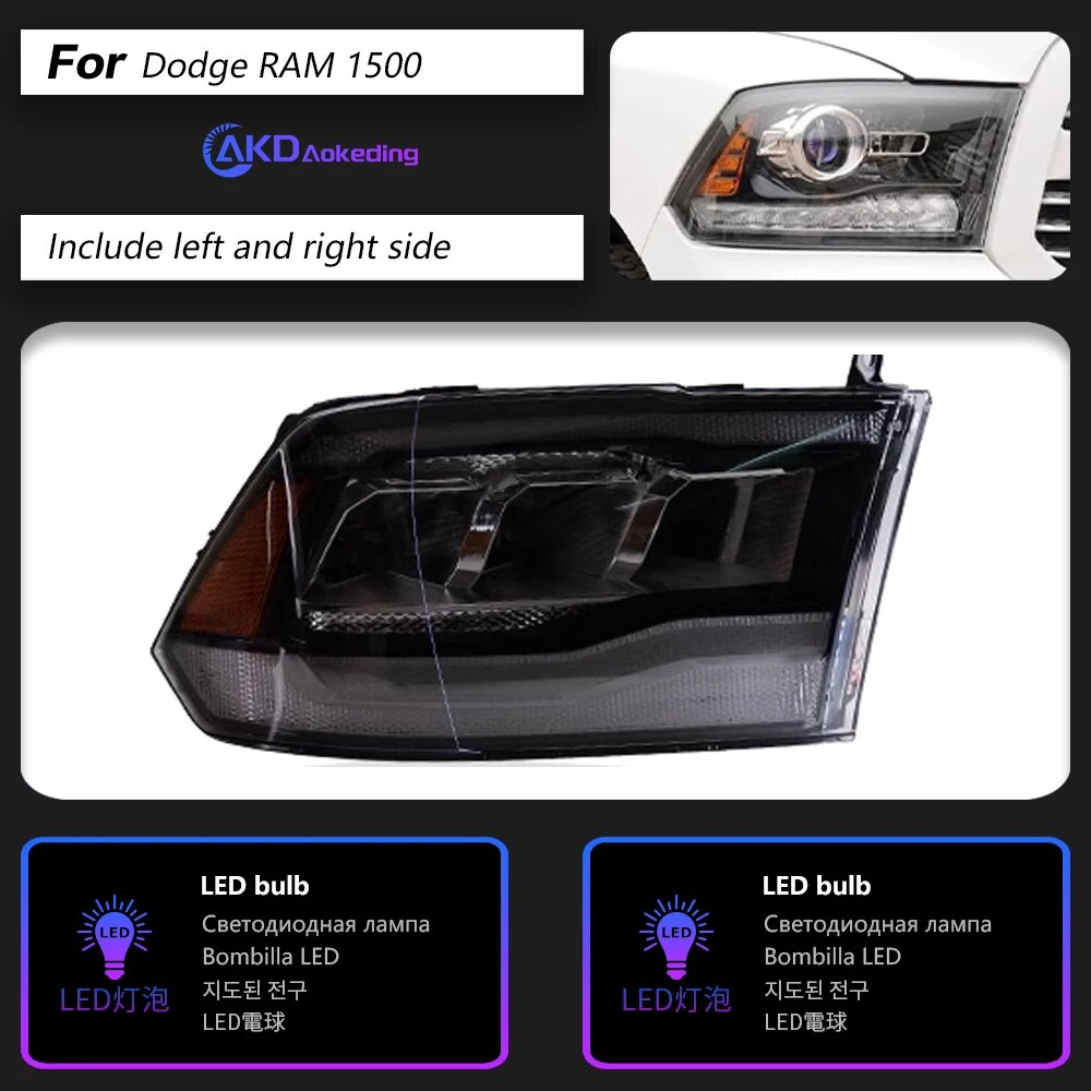 Фара AKD для Dodge RAM 1500 LED фара 2008-2018 Фары RAM дневной ходовой огонь поворотный сигнал дальний свет ангельское окошко проекторная линза