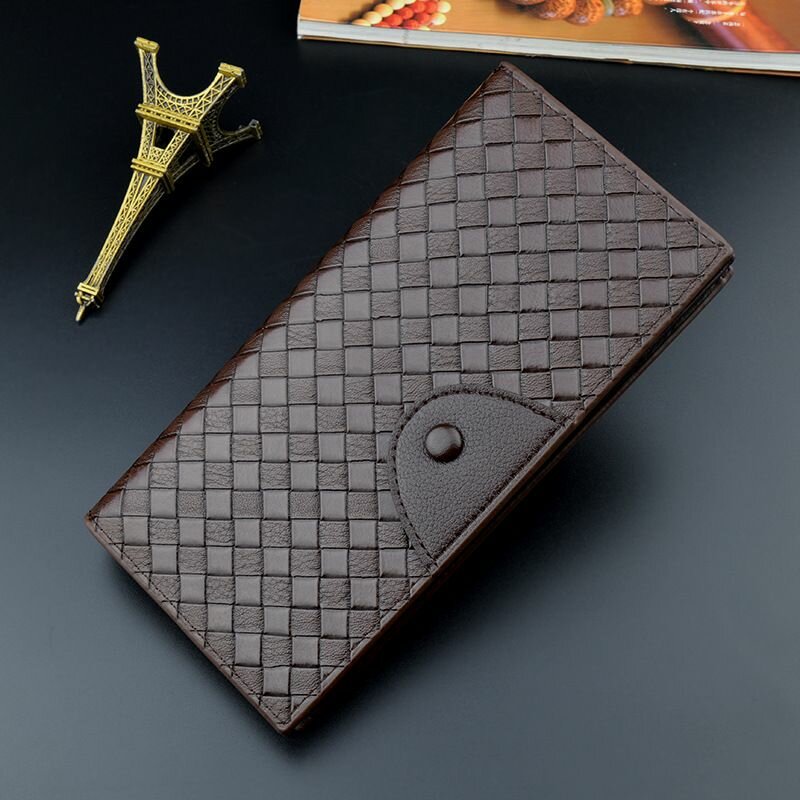 Тёмно-коричневый,，Мужской модный кошелек, размер：18.5*9*2cm, плотная кожа, аккуратная строчка