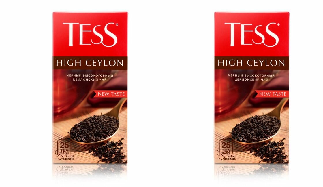 Tess Чай черный в пакетиках High ceylon, 25 штук по 2,25 г, 2 шт