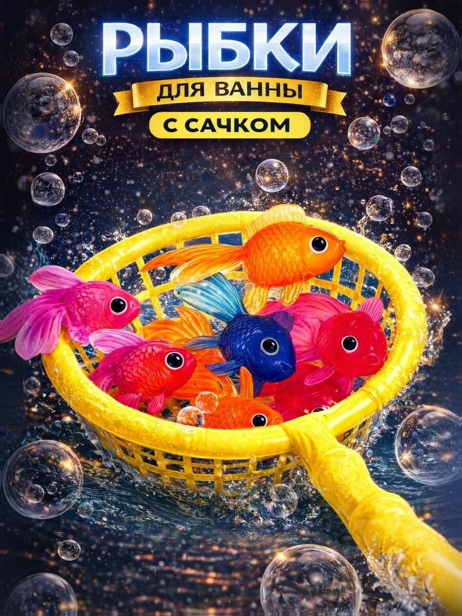 Игрушки для купания в ванной для малышей набор рыбок 10 штук+сачок набор для ванной рыбки 10 штук сачок для купания малышей