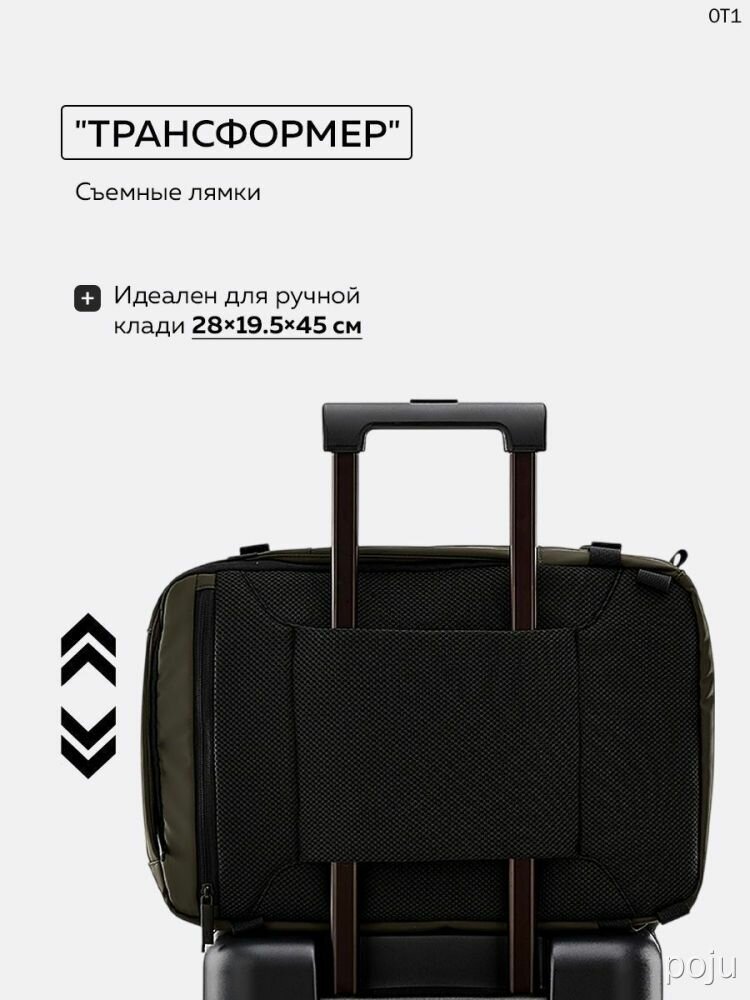 Рюкзак NINETYGO 28л, унисекс, 2в1, стильный, серый, для путешествий — фото 1
