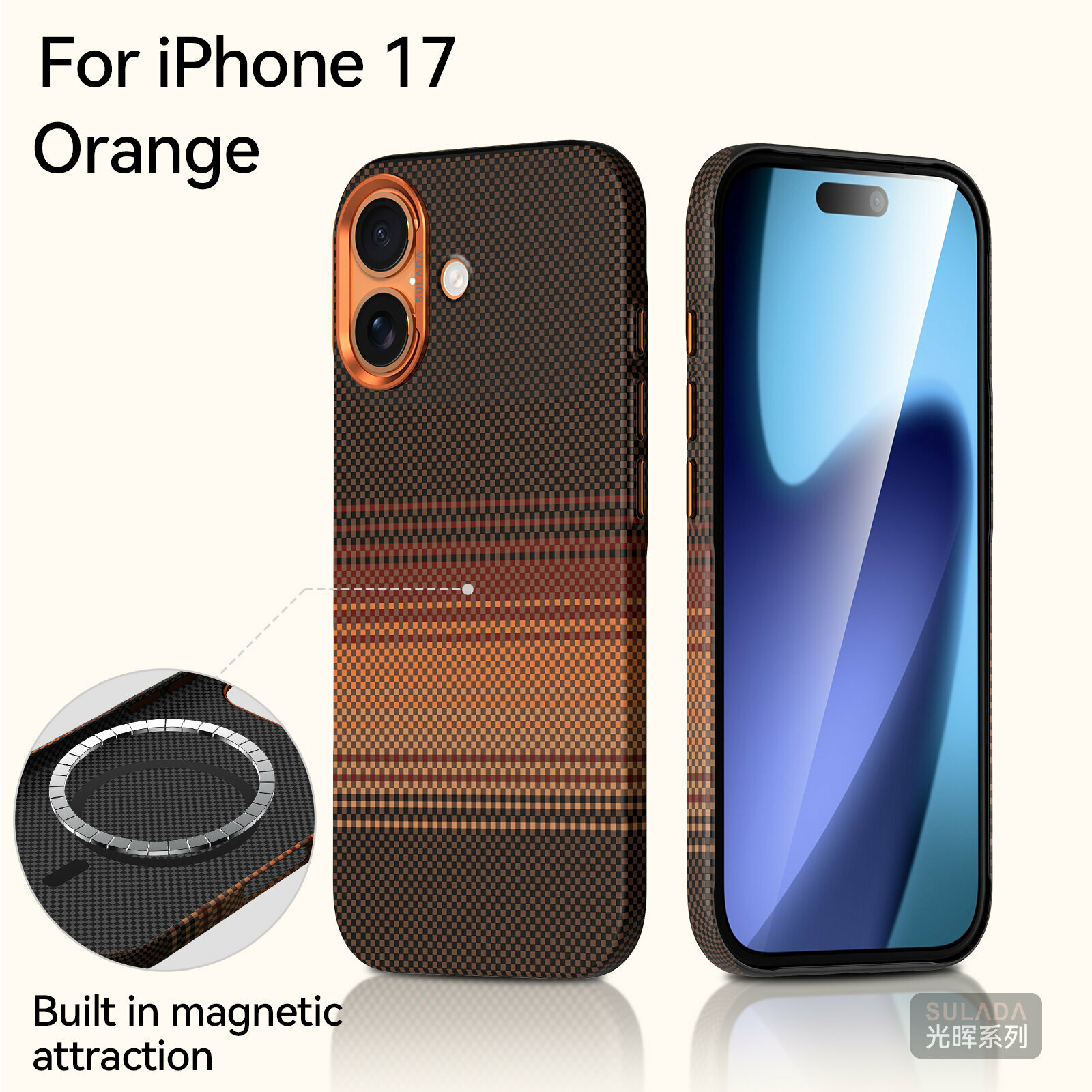Чехол для Apple iPhone 17 / Айфон 17, soft touch, чехол-кардиомонитор, искусственная кожа, поликарбонат (PC), защита камеры, ударопрочный, усиленные углы, Apple, Apple iPhone 17, orange,