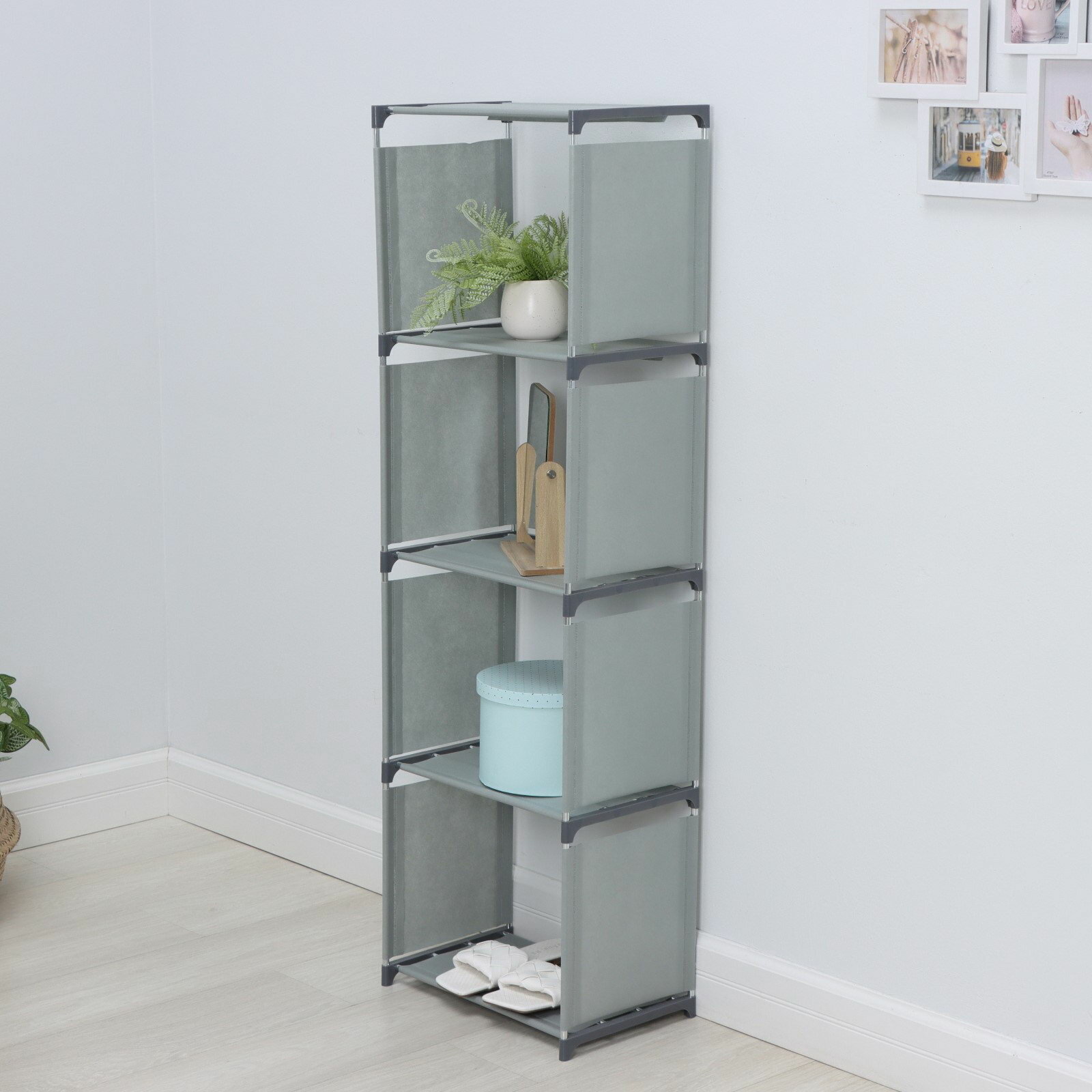 Стеллаж для хранения многофункциональный 41x27x125 см, серый