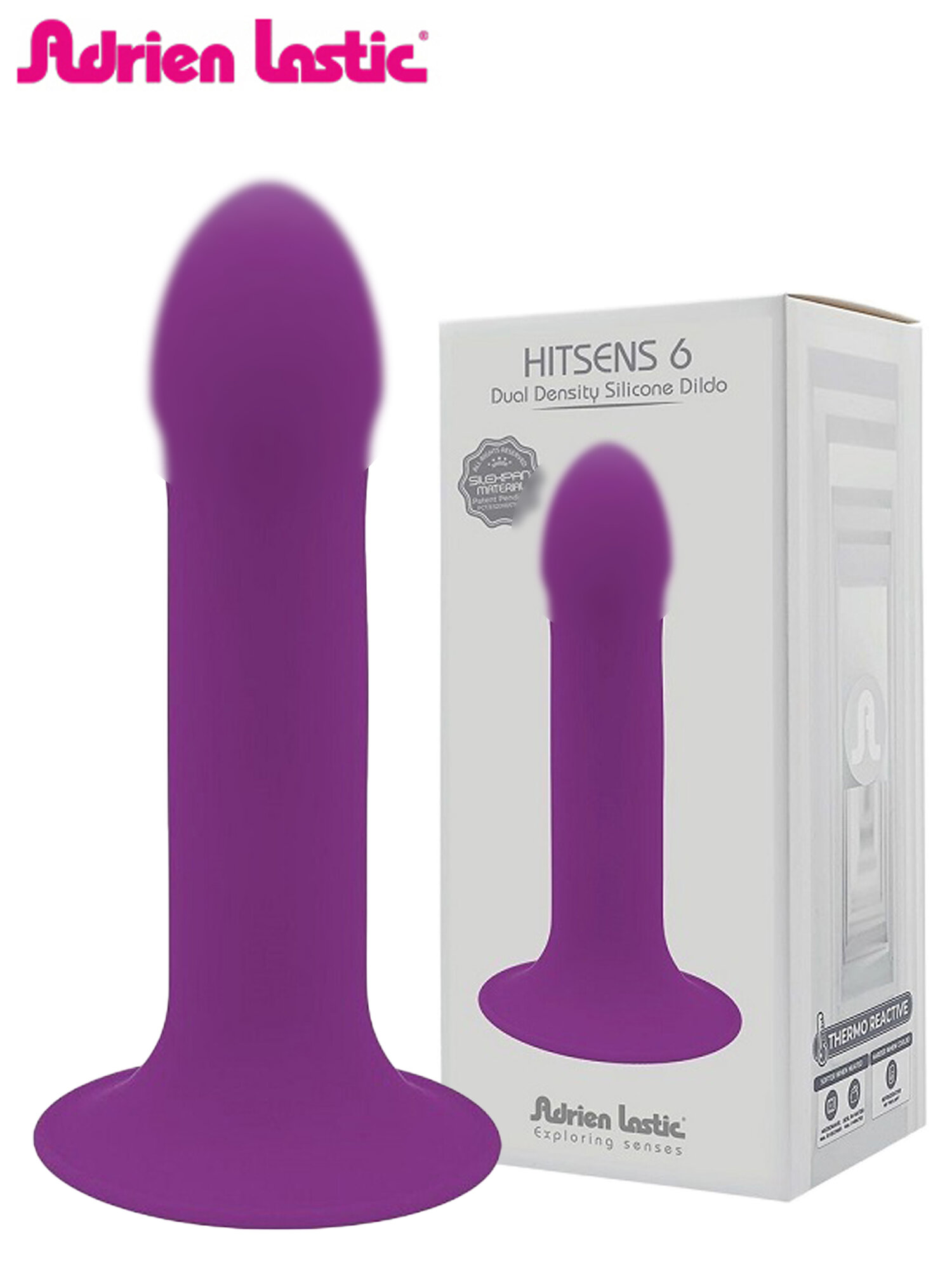 Adrien Lastic Фаллоимитатр на присоске с двойной плотностью Hitsens 6 Purple (13.5 см х 3.3 см)