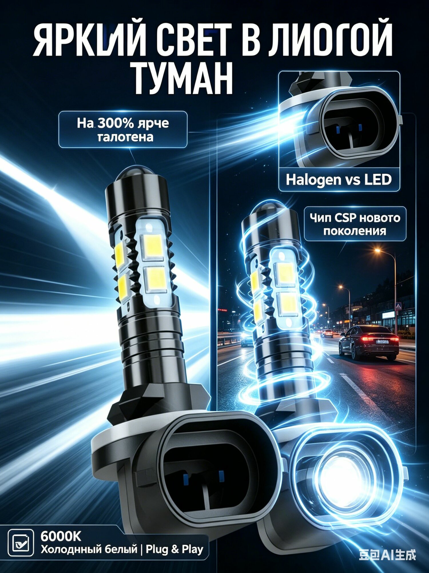 Лампа автомобильная H27W/2, 2 шт. арт. 1
