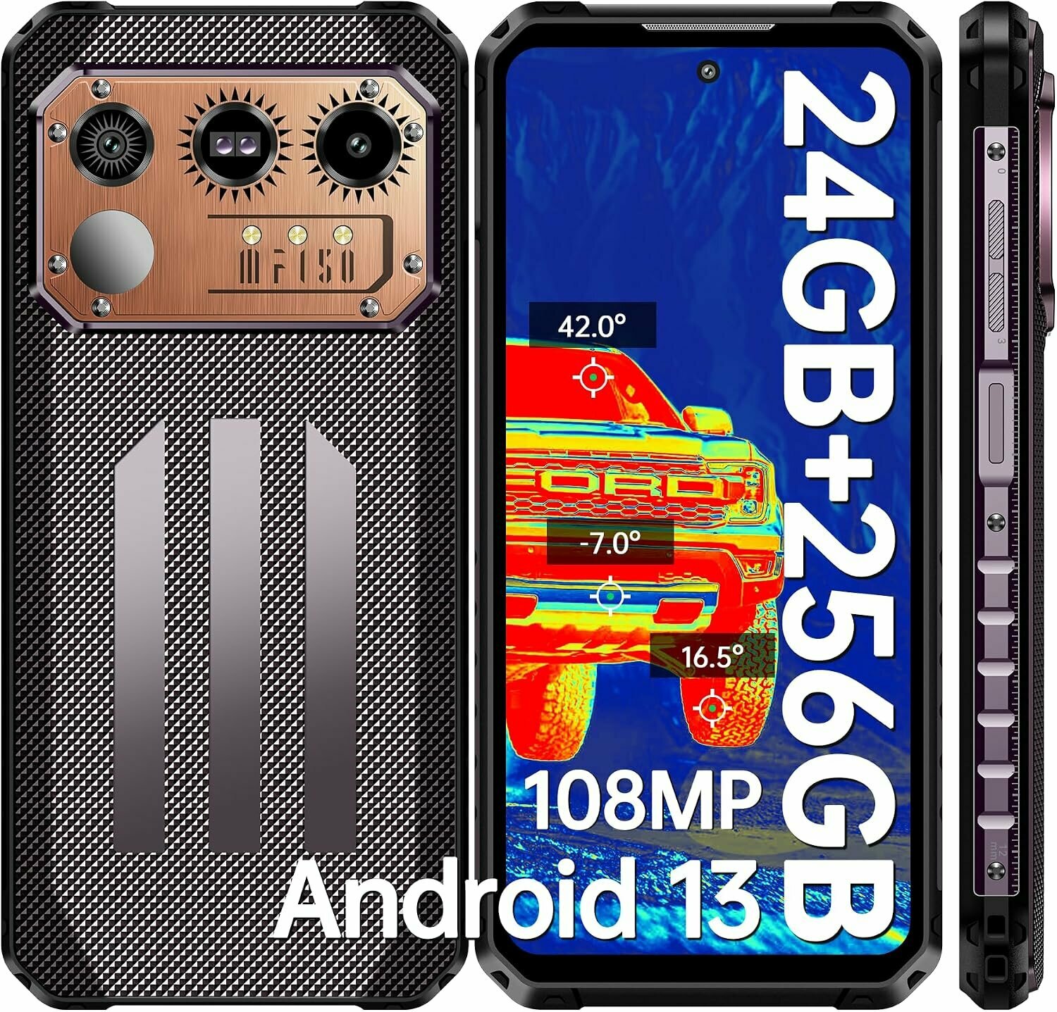Телефон IIIF150 Raptor, 24 (12+12) ГБ 256 ГБ, 10000 мАч, 6,8-дюймовый экран
