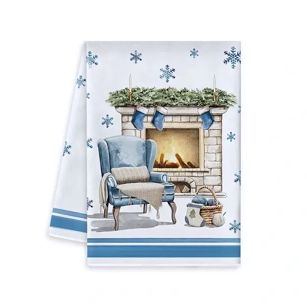 Полотенце кухонное 'Winter - Камин' 40*57 см, микрофибра 200 гр/м2, практичное и стильное