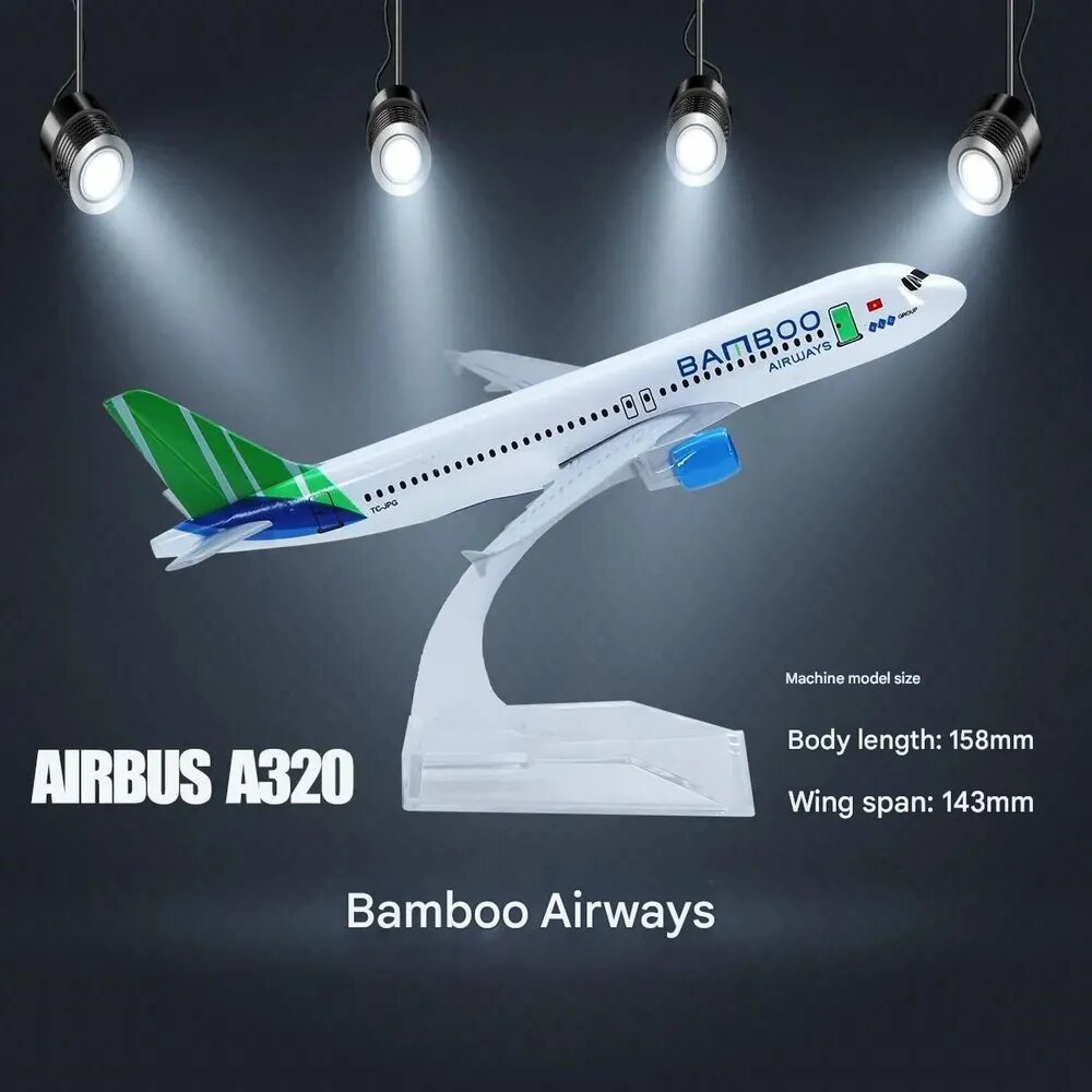 15 см металлическая модель самолета AIRBUS A320 Bamboo Airlines миниатюрная копия