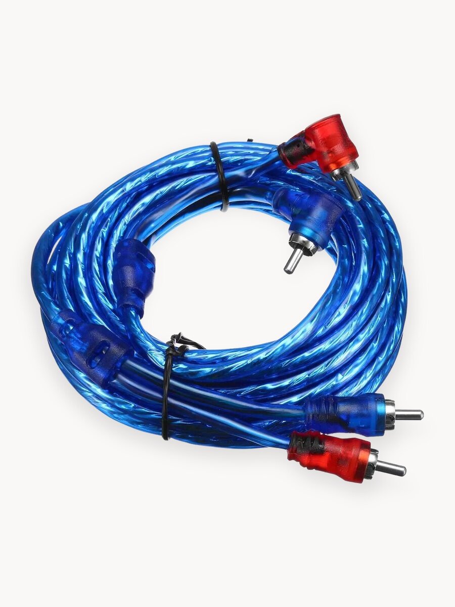 Межблочный аудиокабель 2RCA, 5 метров, для подключения усилителя в автомобиле