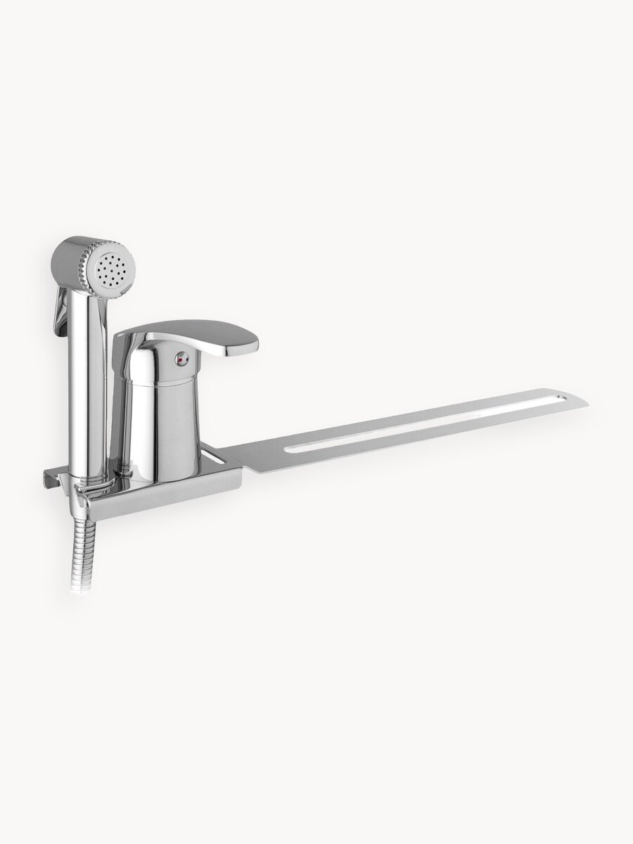 Смеситель для биде с гигиеническим душем с креплением на унитаз, хромированный