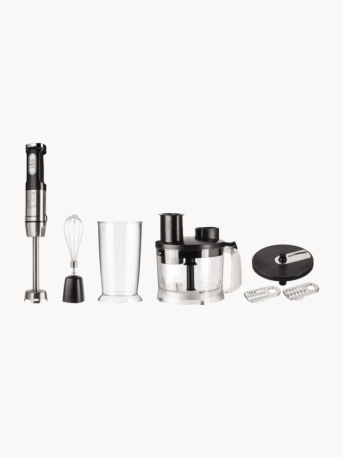 Блендер погружной NORMANN AHB-812 с турборежимом, металл, 1200 Вт, черный/серебристый