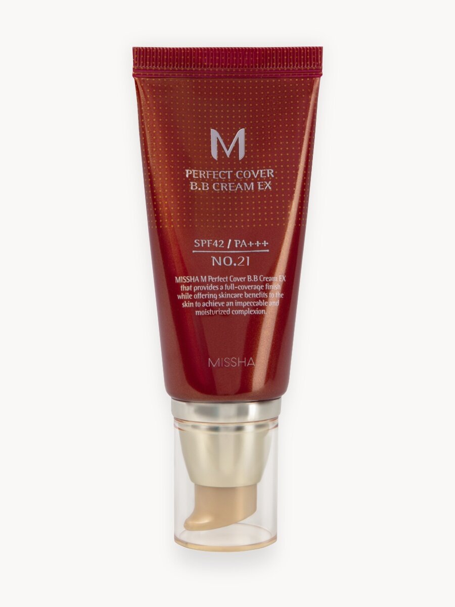 Missha BB крем для лица M Perfect Cover BB Cream тональный солнцезащитный SPF 42++ Корея, тон 21, 50 мл