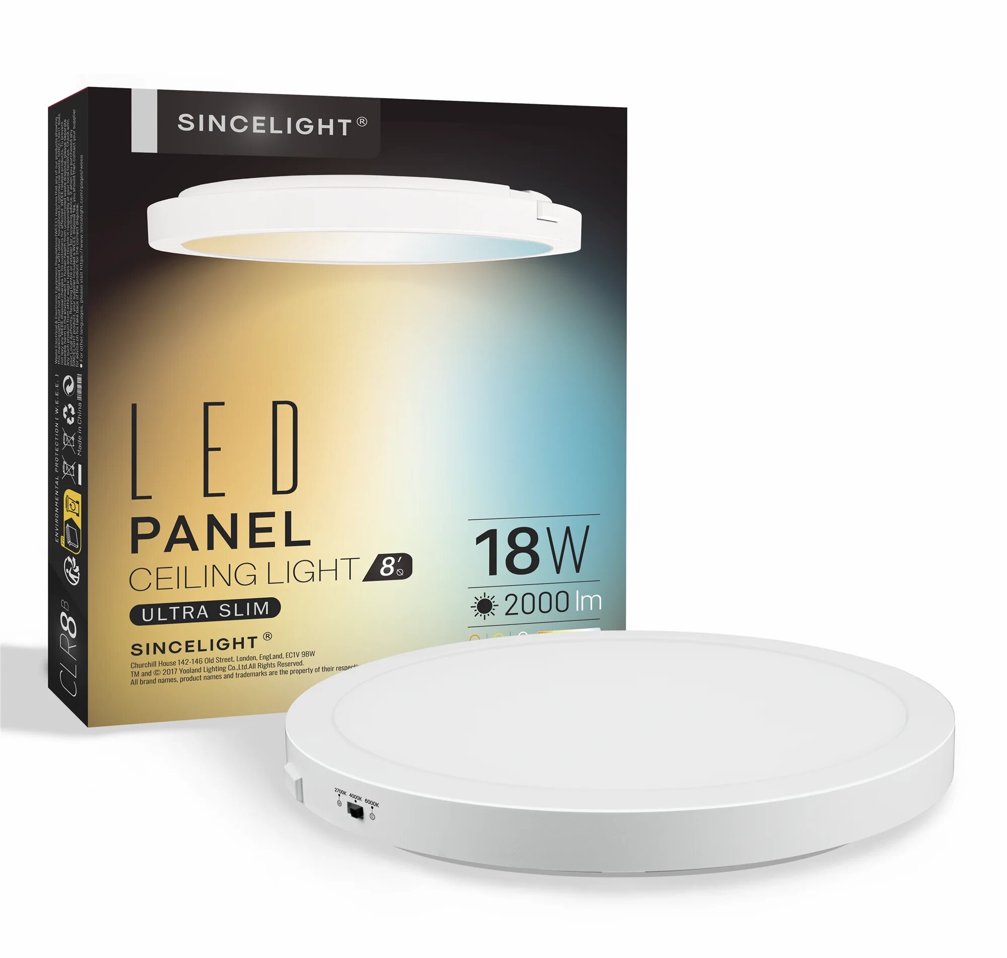 SinceLight ультратонкие потолочные светильники 3CCT 18W
