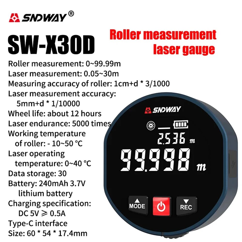 SNDWAY SW-X30D Дальномер лазерный с роликом