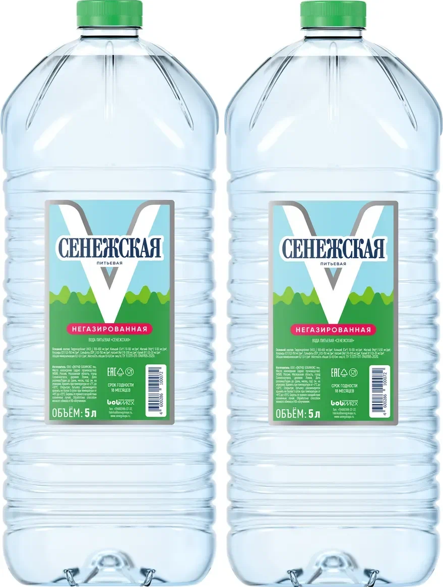 Сенежская 5л. негаз/2шт. Сенежская Вода минеральная Производство - Россия
