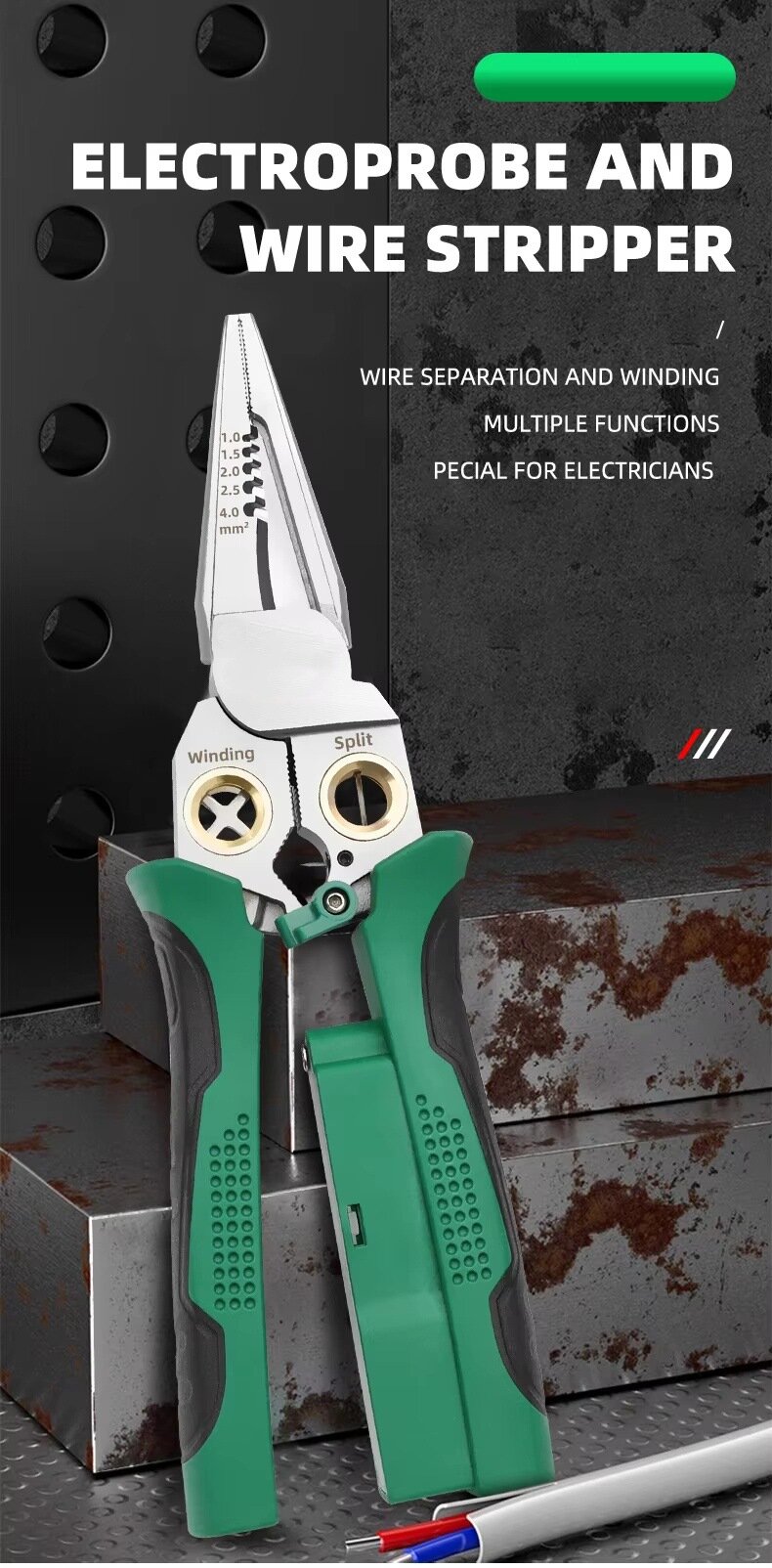 8 в 1 Многофункциональные комбинированные плоскогубцы пассатижи LAOA, c функцией измерения мощности , универсальные клещи, для электрика