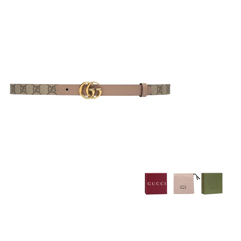 GUCCI GG Supreme Минималистский стиль Кожа Ремень Женский Серый Розовый Ширина корпуса 2 см 95