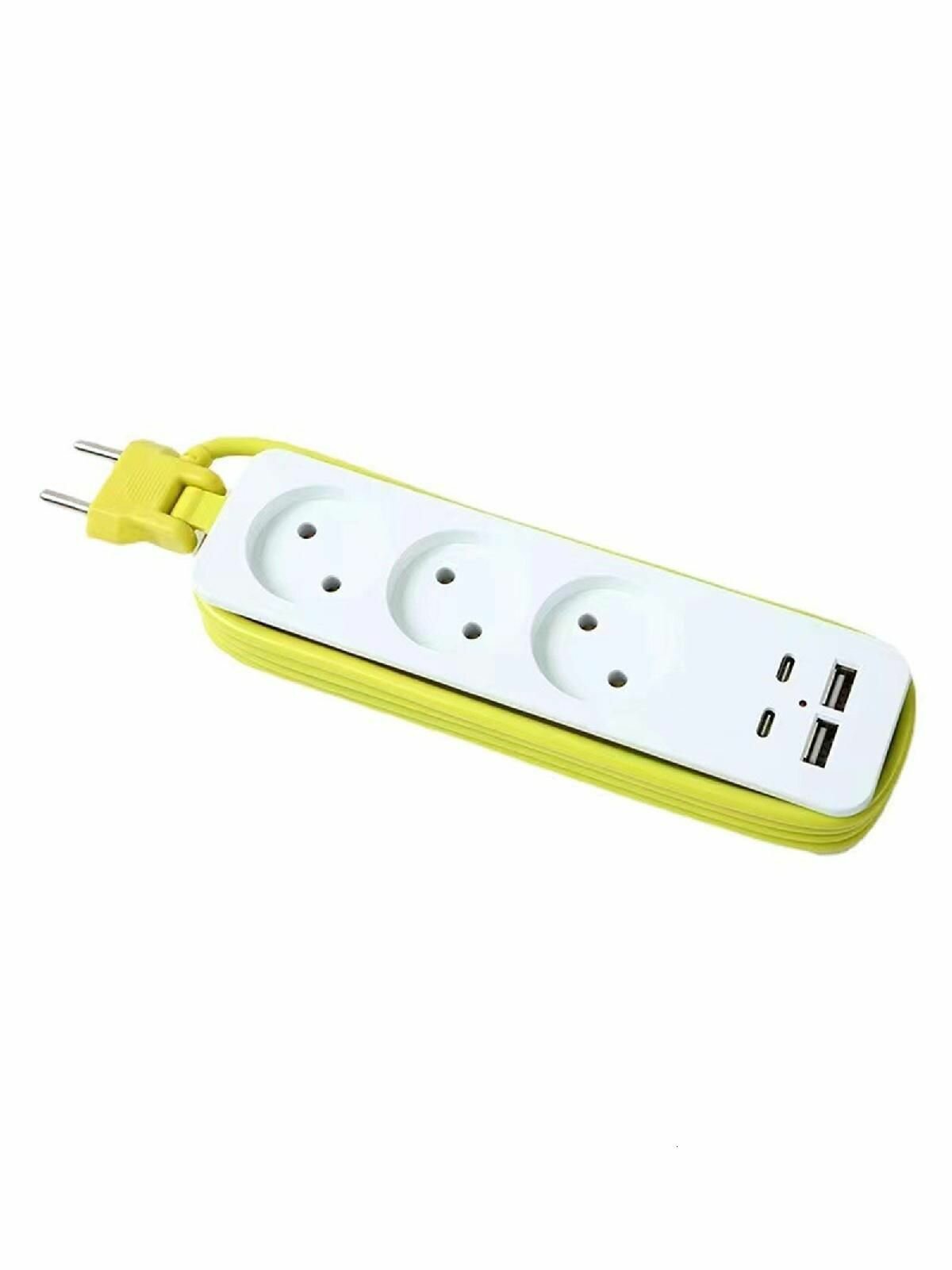 Комплектвилка_розетка, Подходит для европейского стандарта, немецкого / корейского, с круглым отверстием, с двойным типом зарядки / USB, портативного накопителя для путешествий, 3-луночной розетки