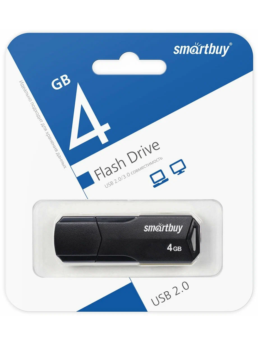 USB флеш накопитель 4 Gb SmartBuy CLUE Black (SB4GBCLU-K), черный
