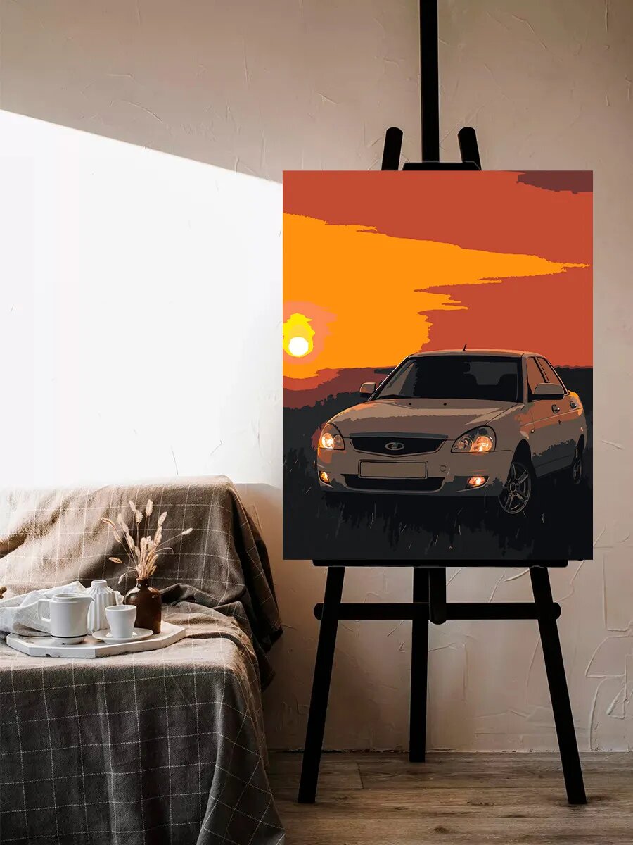 Картина по номерам LADA Priora Белая Лада Приора Машина