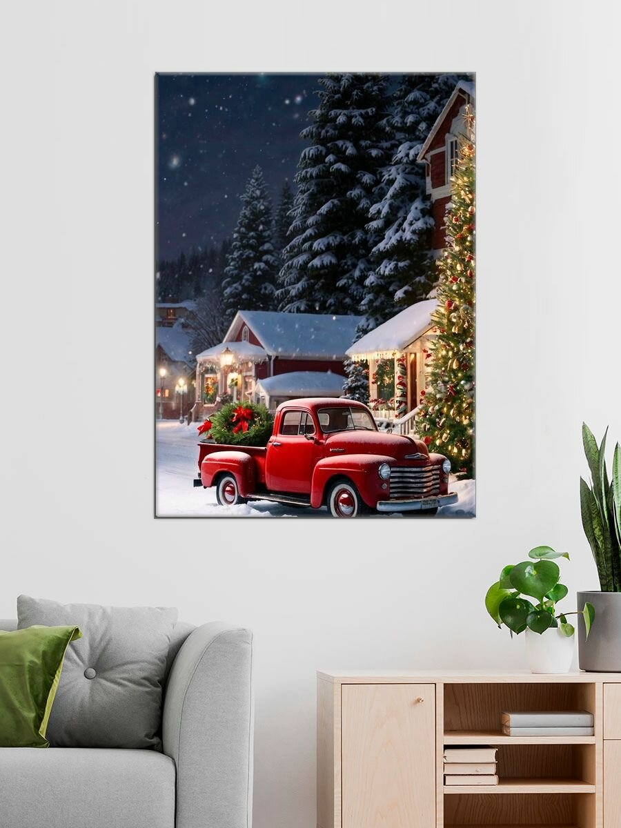 Картина на стену "Новый год ретро", 50х70 см