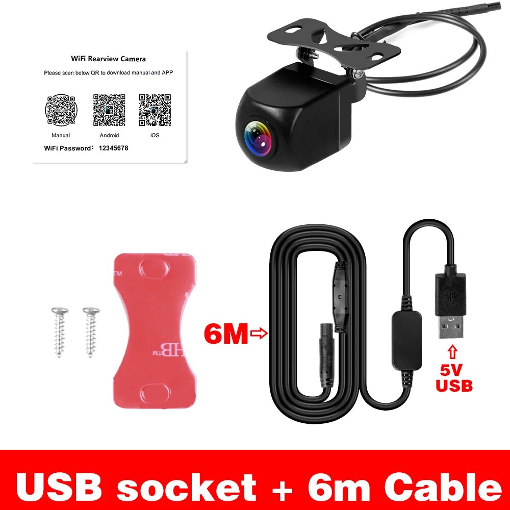 170 ° Широкоугольная Wi-Fi автомобильная камера заднего вида HD видеокамера заднего вида резервная камера заднего вида 4 светодиода камера ночного видения парковочная камера 12 В, 12V, USB For 12V 24V