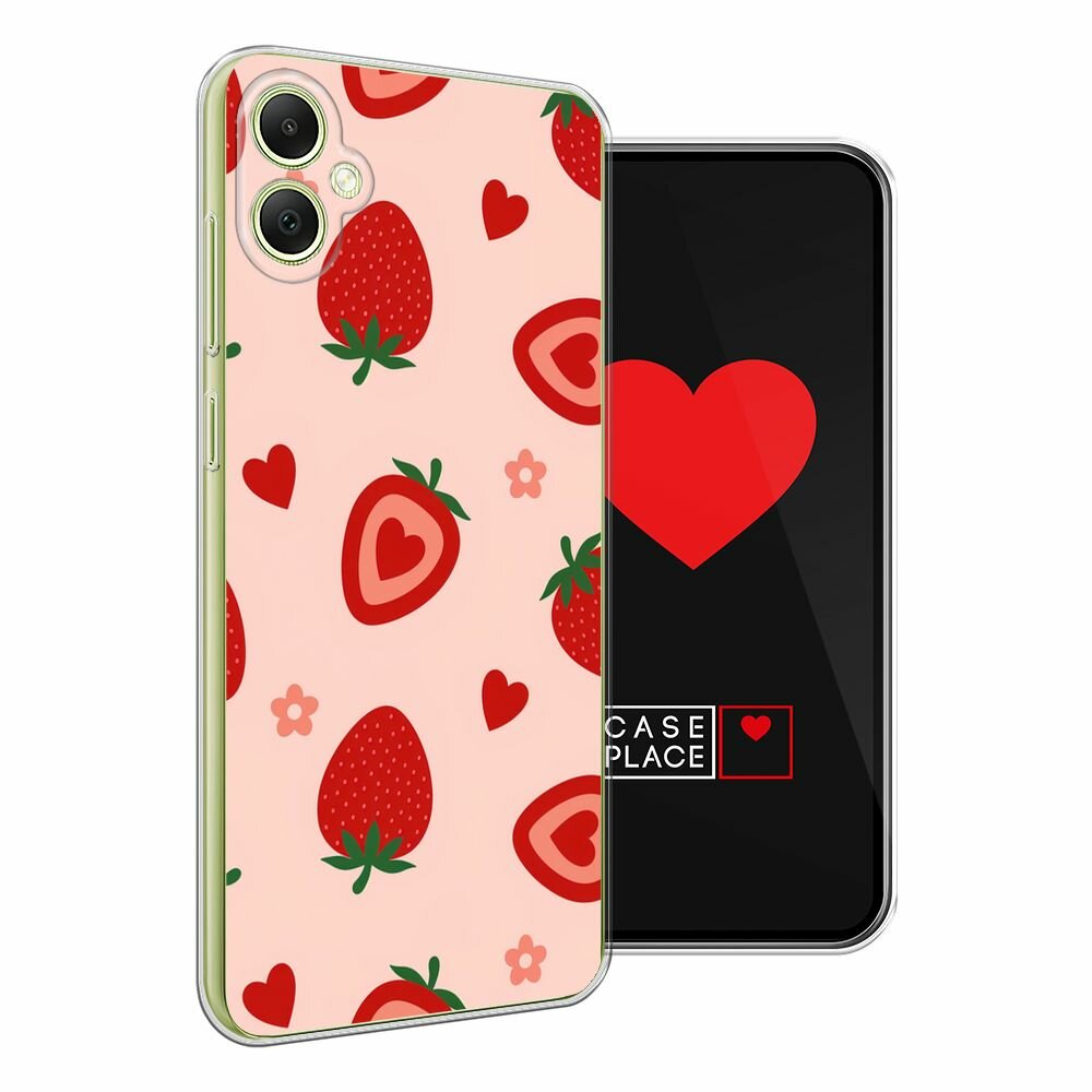Чехол на Samsung Galaxy A05 / Самсунг Галакси A05 с принтом "Heart strawberries 1 - 14 февраля" — фото 1