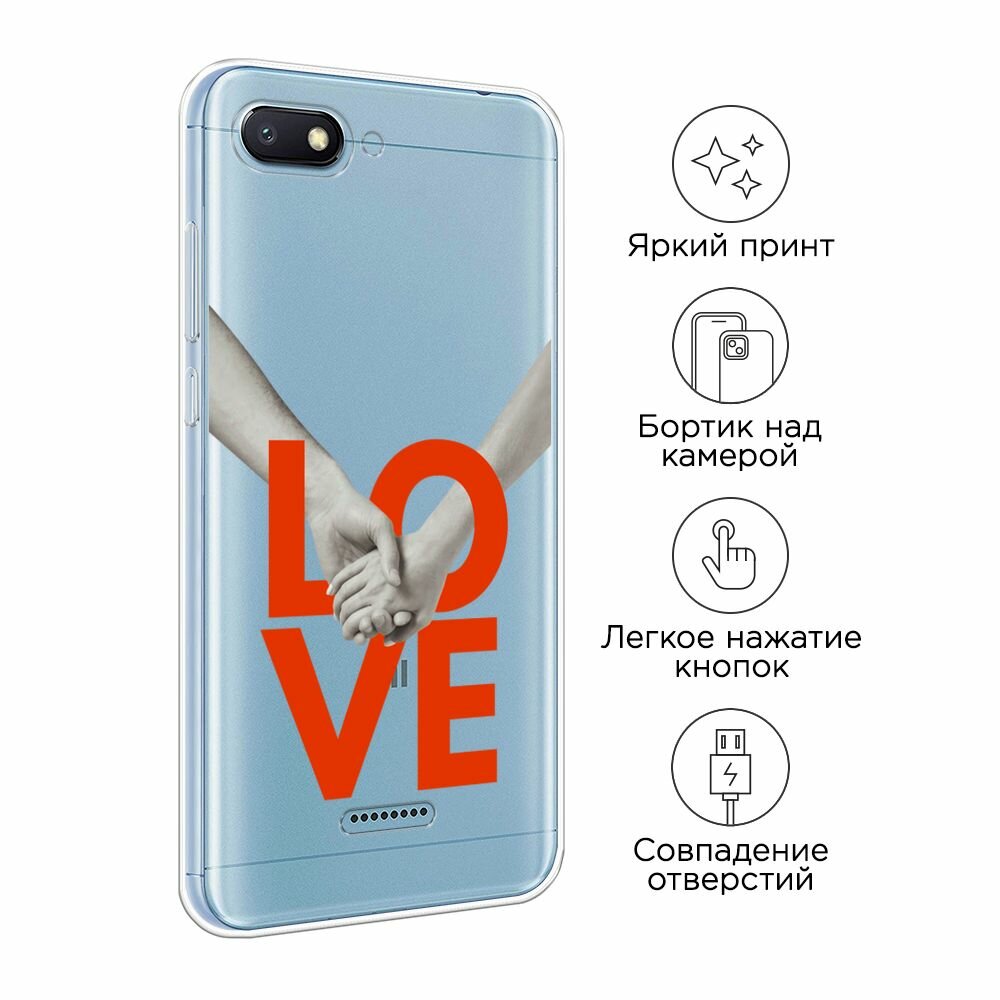 Чехол на Xiaomi Redmi 6A / Сяоми Редми 6А с принтом "Love holding hands - 14 февраля", прозрачный — фото 1