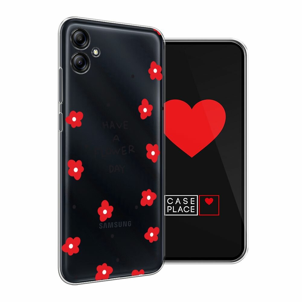 Чехол на Samsung Galaxy A04e / Самсунг A04e с принтом "Have a flower day 2", прозрачный — фото 1