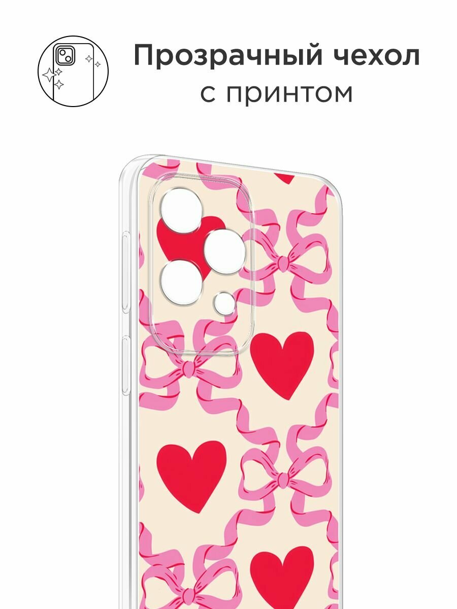 Чехол на Samsung Galaxy M16 / Самсунг Галакси М16 с принтом "Hearts and ribbons 1 - 14 февраля" — фото 1