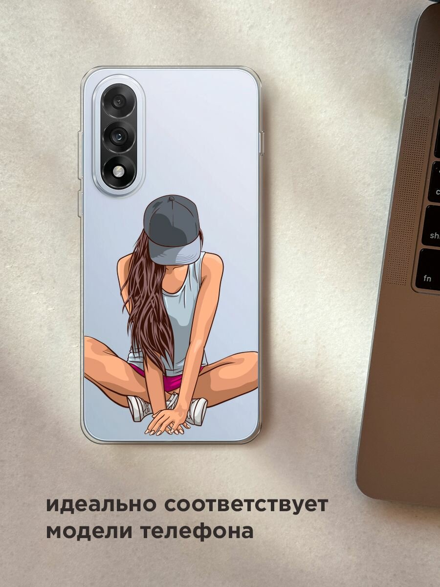 Чехол на OnePlus Nord 5 / Ван Плас Норд 5 с принтом "Девушка в кепочке", прозрачный — фото 1