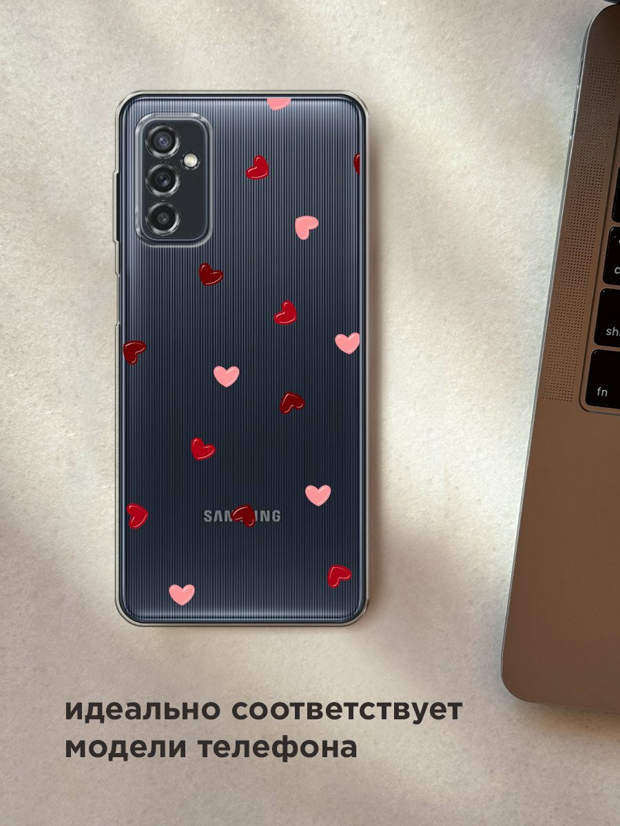 Чехол на Samsung Galaxy M52 / Самсунг Галакси M52 с принтом "Бордовые сердечки 2" — фото 1