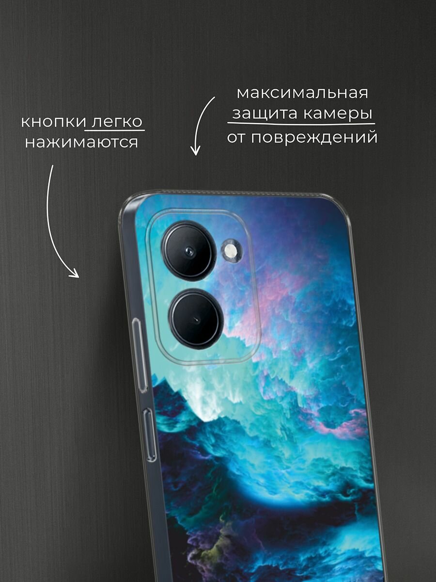 Силиконовый чехол на Realme C33 / Реалми С33 с принтом "Бирюзовое небо" — фото 1