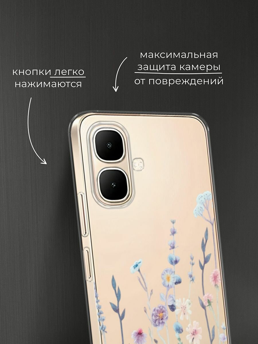 Чехол на Infinix Smart 10 / Инфиникс Смарт 10 с принтом "Нежные полевые цветы" — фото 1