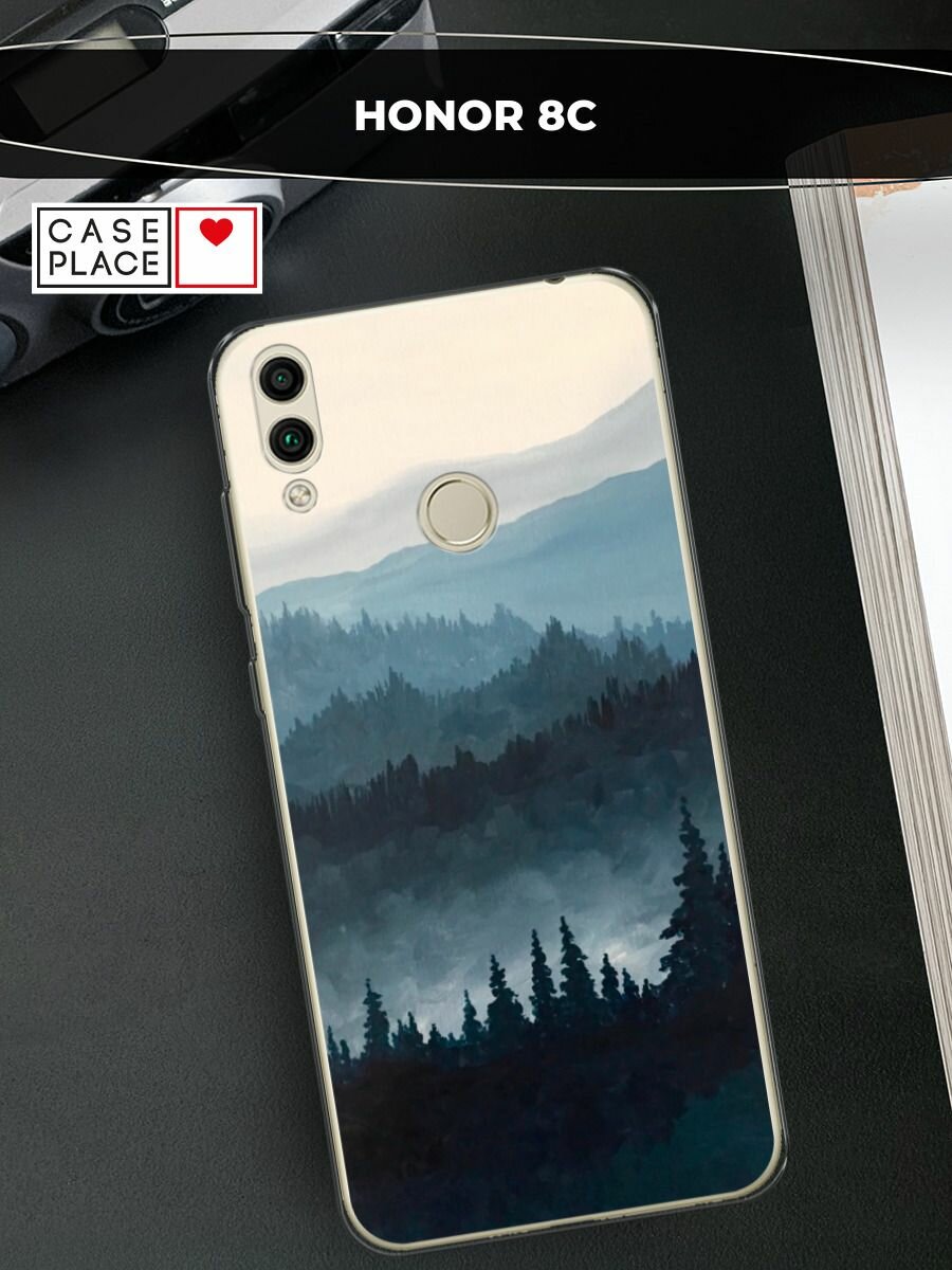 Силиконовый чехол на Honor 8C / Хонор 8С с принтом "Туманные горы"